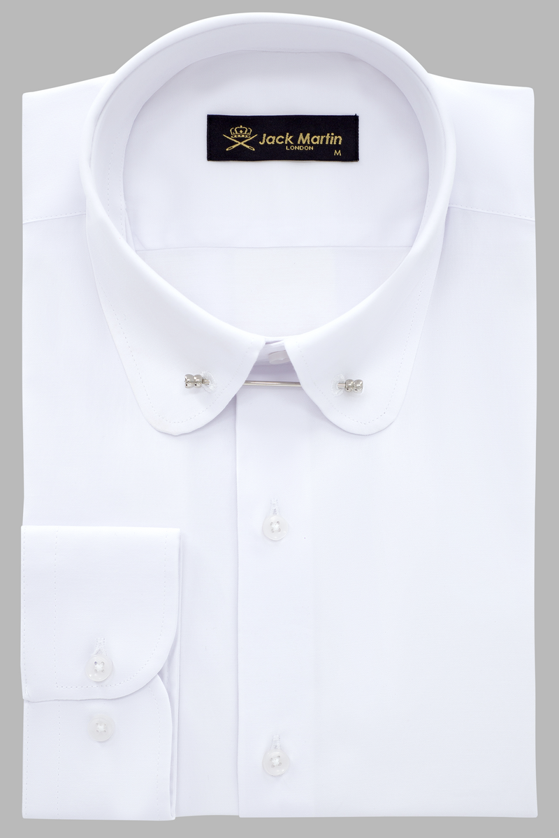 TOMMY - White Penny Collar Shirt with Collar Bar | Jack Martin
