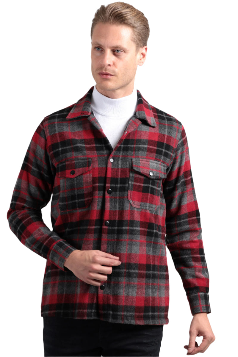 Theo - Black & Red Check Overshirt- Jack Martin Menswear